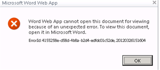 Word web app cannot open this document for viewing an unexpected error - Techyv.com